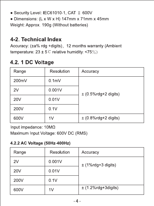 Manual Tacklife DM10 Multimeter