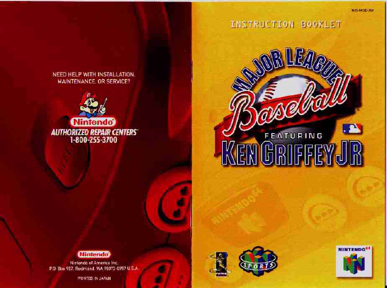 Handleiding Nintendo N64 Major League Baseball ft. Ken Griffey jr