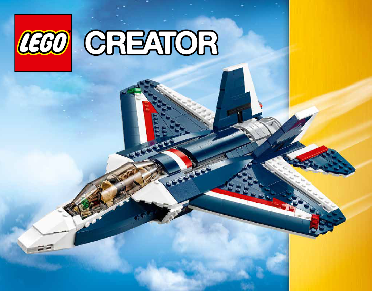 Manual Lego set 31039 Creator Avião a Jato Azul